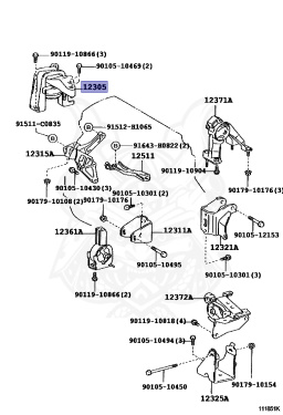 12305-22180 - Toyota - Insulator Sub-assy, Engine Mounting, Rh - Nengun ...