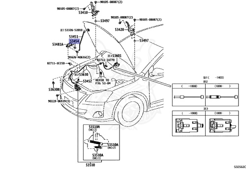53454-52050 - Toyota - Clip, Hood Support Rod - Nengun Performance