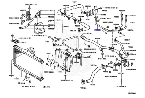 16268-16030 - Toyota - Pipe, Water By-pass, No.1 - Nengun Performance