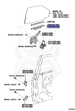 69906-22050 - Toyota - Channel Sub-assy, Rear Door Glass, Lh - Nengun ...