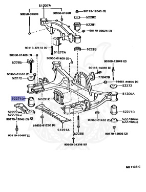 52271-20020 - Toyota - Cushion, Rear Suspension Member Body Mounting ...