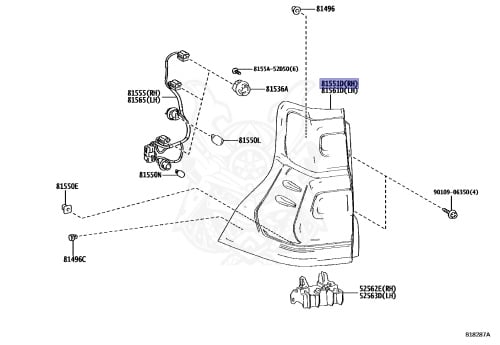 81551-60C30 - Toyota - Lens & Body, Rear Combination Lamp, Rh - Nengun ...