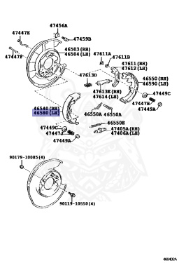 46540-51010 - Toyota - Shoe Assy, Parking Brake, Lh No.1 - Nengun ...