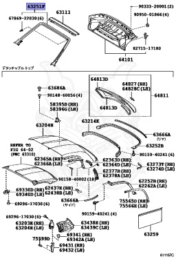 63251-17030 - Toyota - Weatherstrip, Removable Roof, Front - Nengun ...