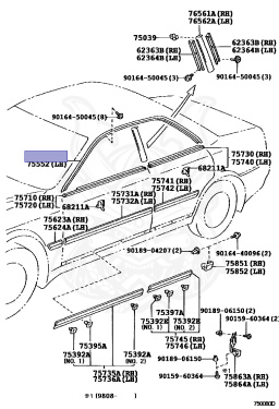 75505-22130 - Toyota - Moulding And Roof Drip Side Finish, Rh - Nengun ...