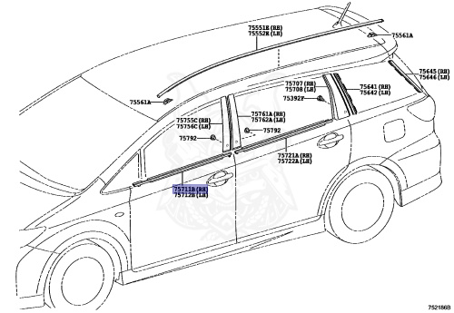 75711-68021 - Toyota - Moulding, Front Door Belt, Rh - Nengun Performance
