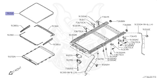 91210-JG01A - Nissan - Lid Assembly, Sunroof Slide - Nengun Performance