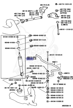 48511-80042 - Toyota - Shock Absorber Assy, Front Lh - Nengun Performance