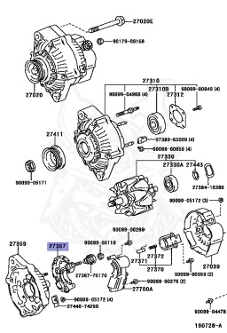 27357-16380 - Toyota - Holder, Alternator, W / Rectifier - Nengun ...