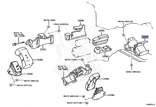 12371-54180 - Toyota - Insulator, Engine Mounting, Rear No.1 - Nengun ...