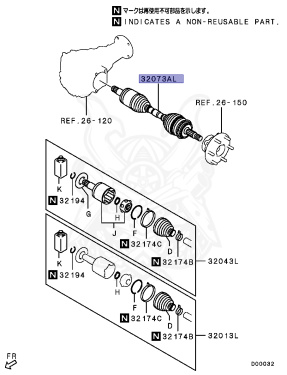 3815A199 - Mitsubishi - Shaft Assy, Fr Axle Drive, Lh - Nengun Performance