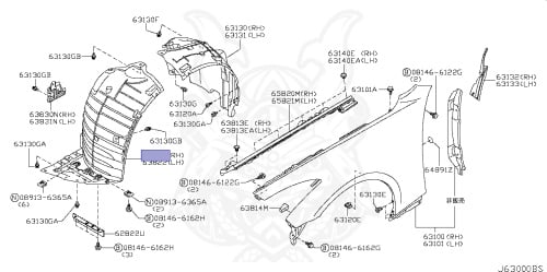 63844-JL03A - Nissan - Protector, Front Fender Front Rh - Nengun ...