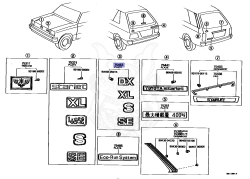 75443-10070 - Toyota - Plate, Rear Name, No.4 (grade Mark) - Nengun ...