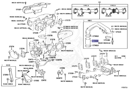 17342-67010 - Toyota - Hose, Air, No.2(for Turbocharger) - Nengun ...