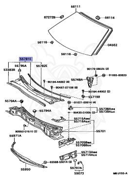 55708-20071 - Toyota - Louver Sub-assy, Cowl Top Ventilator - Nengun ...