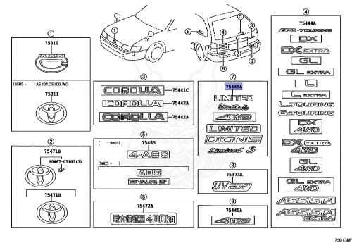 75444-13200 - Toyota - Plate, Back Door Name, No.5 - Nengun Performance