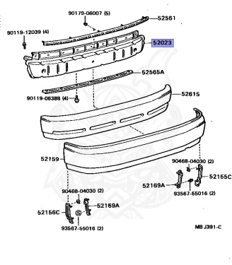 52023-20221 - Toyota - Reinforcement Sub-assy, Rear Bumper - Nengun ...