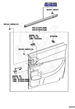 68174-28040 - Toyota - Weatherstrip, Rear Door Glass, Inner Lh - Nengun ...