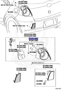81551-52570 - Toyota - Lens, Rear Combination Lamp, Rh - Nengun Performance