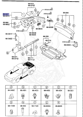 FD01-68-J30A 02 - Mazda - Trunk Room Hole Cap (r), Fe6 Fe5 Fe7 - Nengun ...
