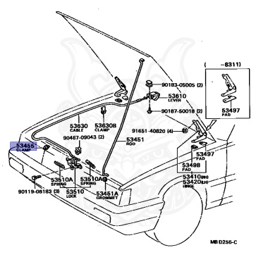 53455-14020 - Toyota - Clamp, Hood Support Rod - Nengun Performance