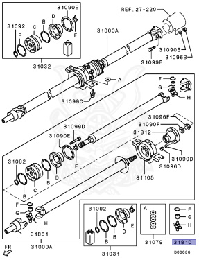 MB505372 - Mitsubishi - Spider Kit, Propeller Shaft Universal Joint, Fr ...