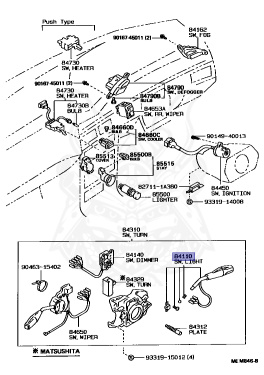 84112-80005 - Toyota - Switch Assy, Light Control, No.1 - Nengun ...