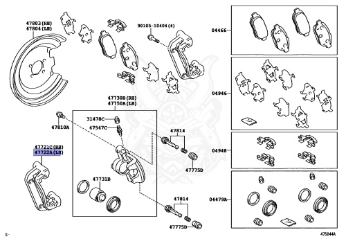 47821-52051 - Toyota - Mounting, Rear Disc Brake Cylinder, Lh - Nengun ...