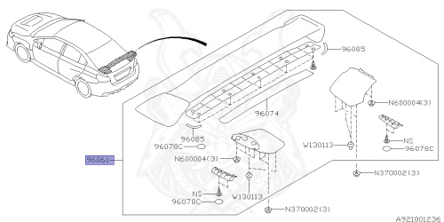 96061VA001W6 - Subaru - Rear Spoiler, Large Model (Pearl White ...