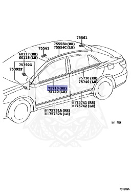 75710-20500 - Toyota - Moulding Assy, Front Door Belt, Rh - Nengun ...