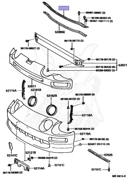 52521-20191 - Toyota - Retainer, Front Bumper, Upper Center - Nengun ...