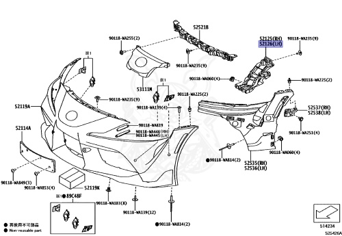 52536-WAA01 - Toyota - Front Bumper Mount Bracket, Left - Nengun ...