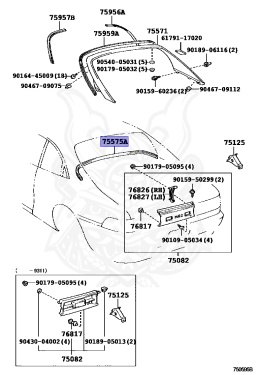 75575-17010 - Toyota - Moulding, Back Window, Outside Lower - Nengun ...