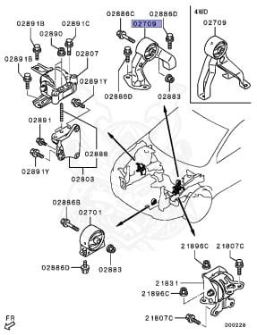 MN184348 - Mitsubishi - Bracket, Eng Rr Roll Stopper - Nengun Performance