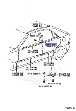 75730-53011 - Toyota - Moulding Assy, Rear Door Belt, Rh - Nengun ...