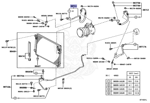 88711-3A410 - Toyota - Hose, Cooler Refrigerant Discharge, No.1 ...