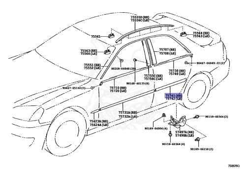 75741-2A010-A0 - Toyota - Moulding, Rear Door, Outside Rh - Nengun ...
