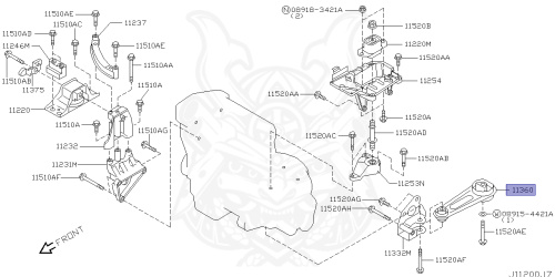 11360-AX000 - Nissan - Buffer Assembly, Engine Mounting Rear - Nengun ...