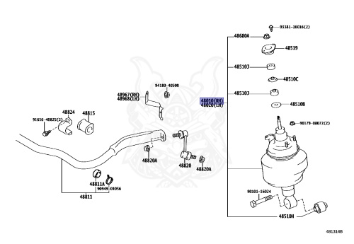 48010-39025 - Toyota - Cylinder Assy, Pneumatic, Front Rh W/shock ...