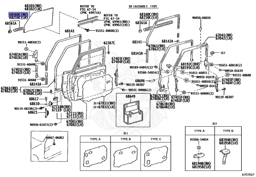 68160-60020 - Toyota - Weatherstrip Assy, Front Door Glass, Outer Rh ...