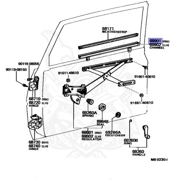 69901-10030 - Toyota - Channel Sub-assy, Front Door Glass, Rh - Nengun ...