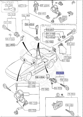 FB01-76-220B - Mazda - Door Key Sub Set (l) - Nengun Performance