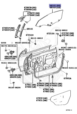 68101-20310 - Toyota - Glass Sub-assy, Front Door, Rh - Nengun Performance