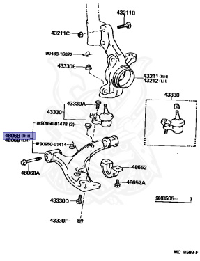 48068-16040 - Toyota - Arm Sub-assy, Front Suspension, Lower No. 1 Rh ...
