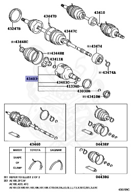 43403-10010 - Toyota - Joint Set, Front Axle Inboard, Lh - Nengun ...