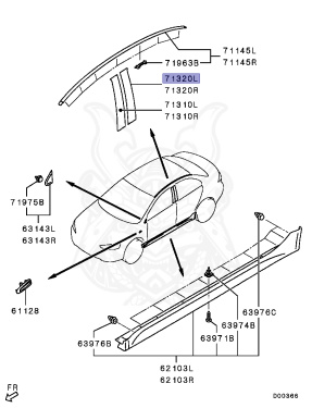 7410A169XA - Mitsubishi - Tape, Rr Door Sash, Lh - Nengun Performance