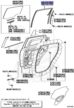68142-52150 - Toyota - Runner, Rear Door Glass, Rh - Nengun Performance