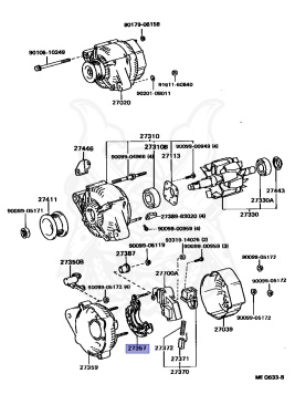 27357-70081 - Toyota - Holder, Alternator, W / Rectifier - Nengun ...