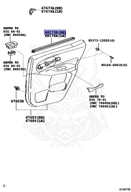68173-12300 - Toyota - Weatherstrip, Rear Door Glass, Inner Rh - Nengun ...