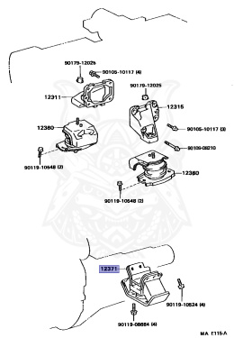 12371-42020 - Toyota - Insulator, Engine Mounting, Rear No.1 - Nengun ...